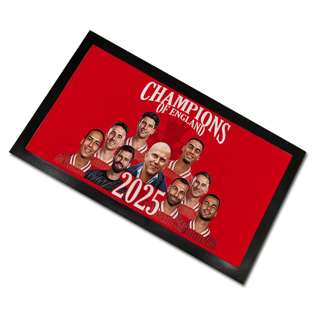 Liverpool Champions of England 2025 Bar Runner Mat Portraits Design ...