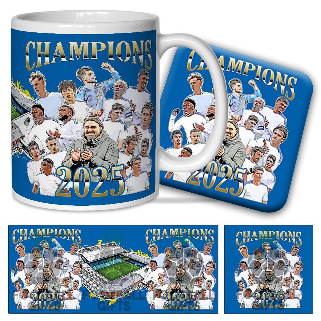 Leeds Utd Champions 2024-25 Mug & Coaster Set Top Quality Leeds ...