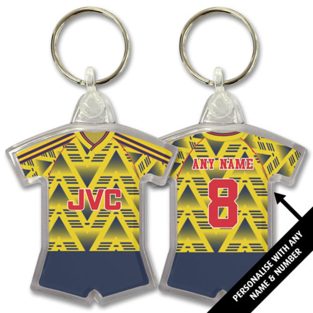 Arsenal 1991 Retro Away Shirt Kit Personalised Keyring Key Ring Key ...