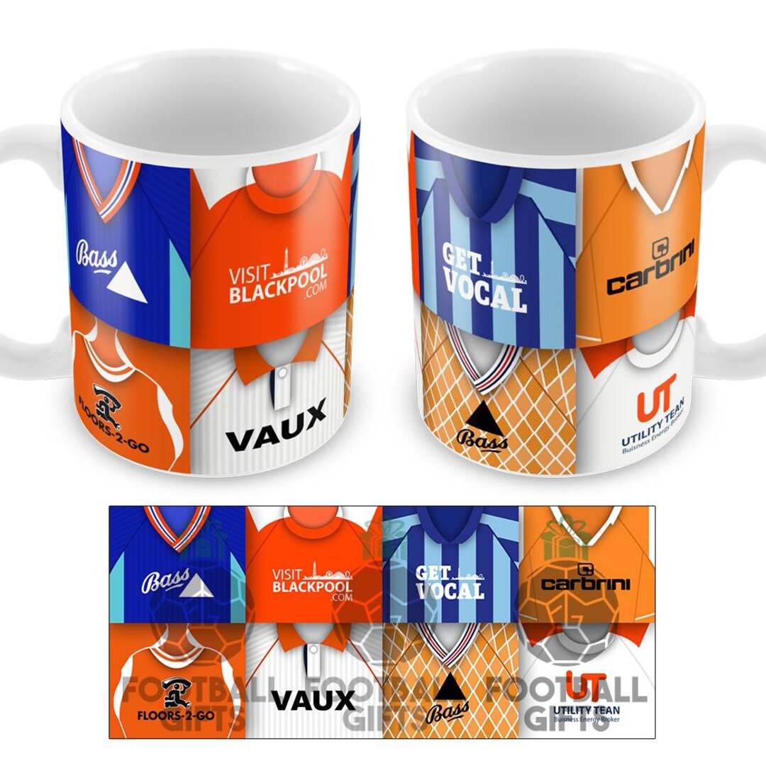 Blackpool Retro Shirt Classic Kits Shirts Montage Mug Cup Top Quality ...