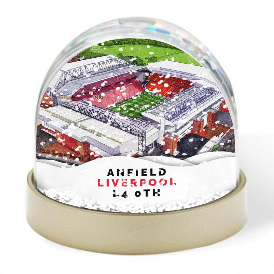 Liverpool Around the Grounds Anfield Stadium Water Colour Snow Globe ...