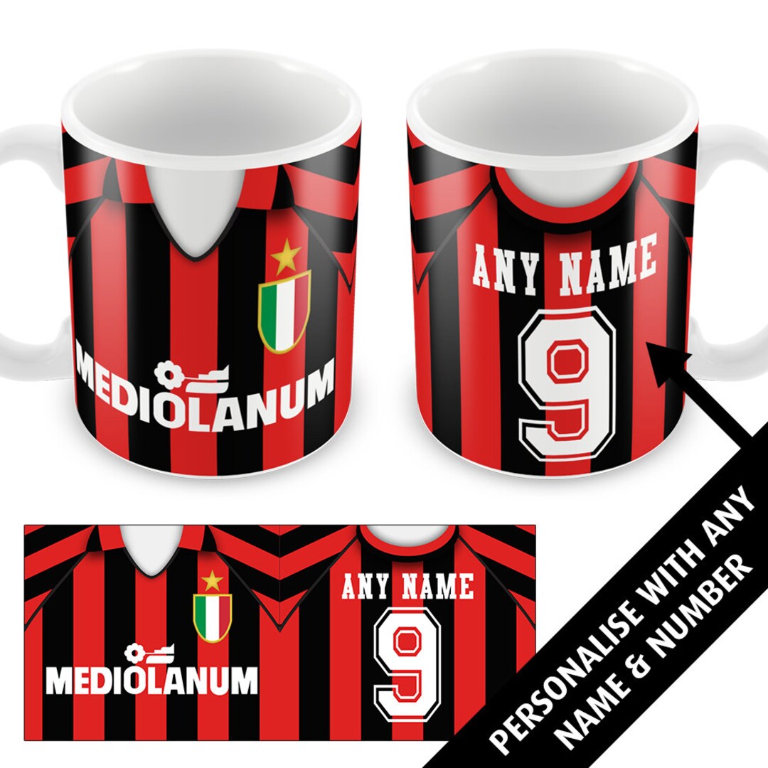 AC Milan 1998 Italian Retro Shirt Kit Personalised Mug Cup Great ...