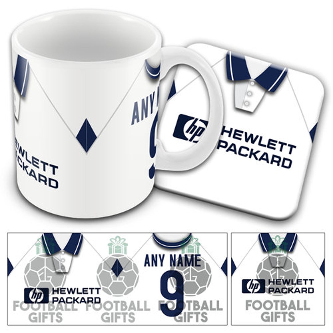 Spurs 1996 Retro Home Shirt Kit Personalised Mug Cup and Coaster Set ...