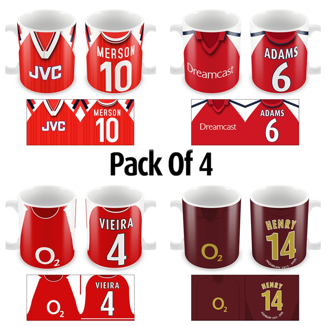 Arsenal Retro Home Shirts Kits Mug Cup Collection Great Christmas Gift ...