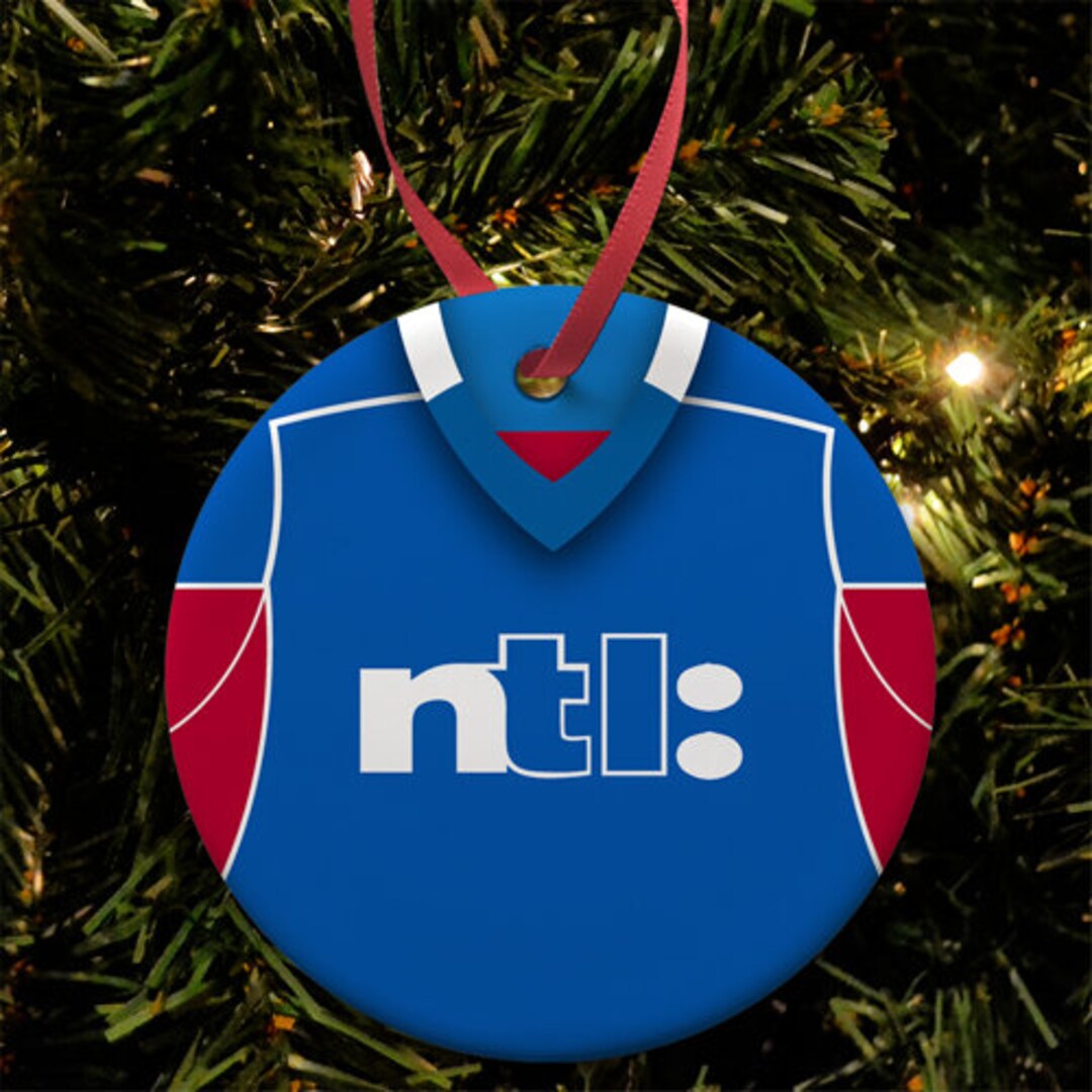 Rangers 2001 Retro Home Shirt Kit Christmas Tree Decoration Bauble Flat ...