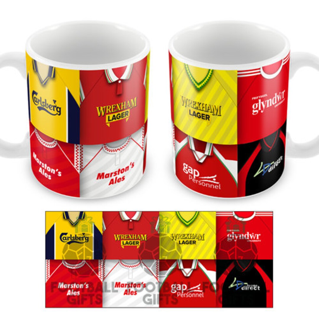 Wrexham Retro Shirt Classic Kits Shirts Montage Mug Cup Top Quality Mug ...