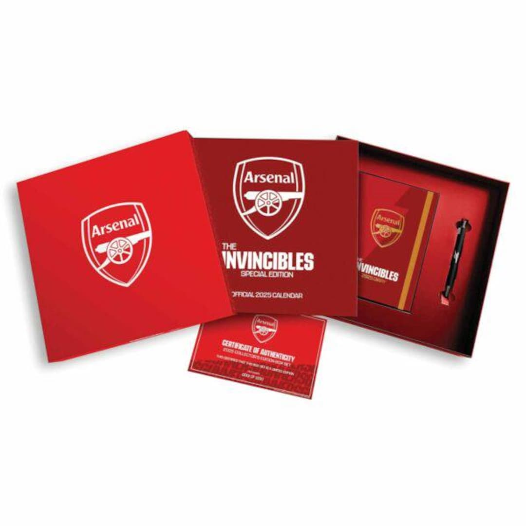 Arsenal FC Official 2025 Calendar, Diary, Pen & Musical Gift Box Set ...