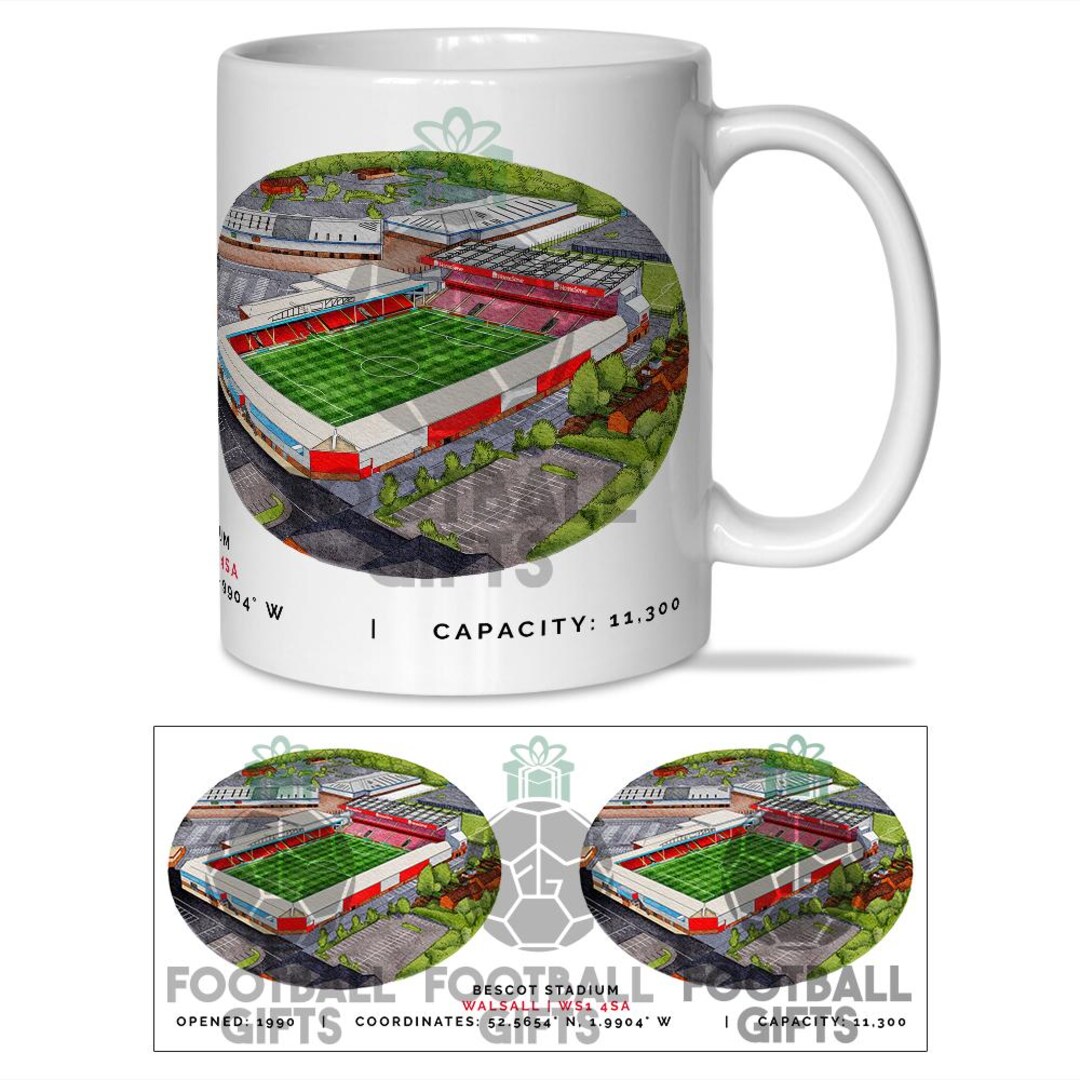 Walsall Around the Grounds Bescot Stadium Water Colour Mug Cup Top ...