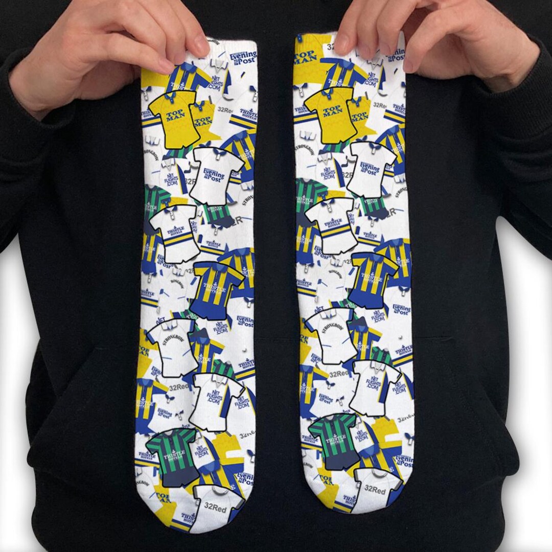 Leeds United Retro Shirt Classic Kits Mash up Printed Socks Great ...