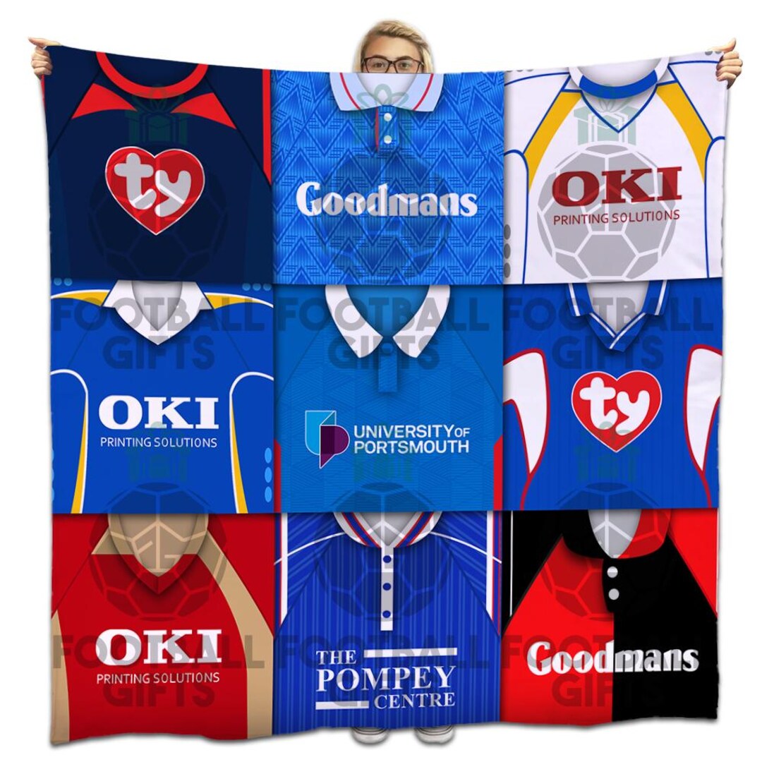 Portsmouth Classic Kits Montage Retro Shirt Fleece Blanket / Throw ...