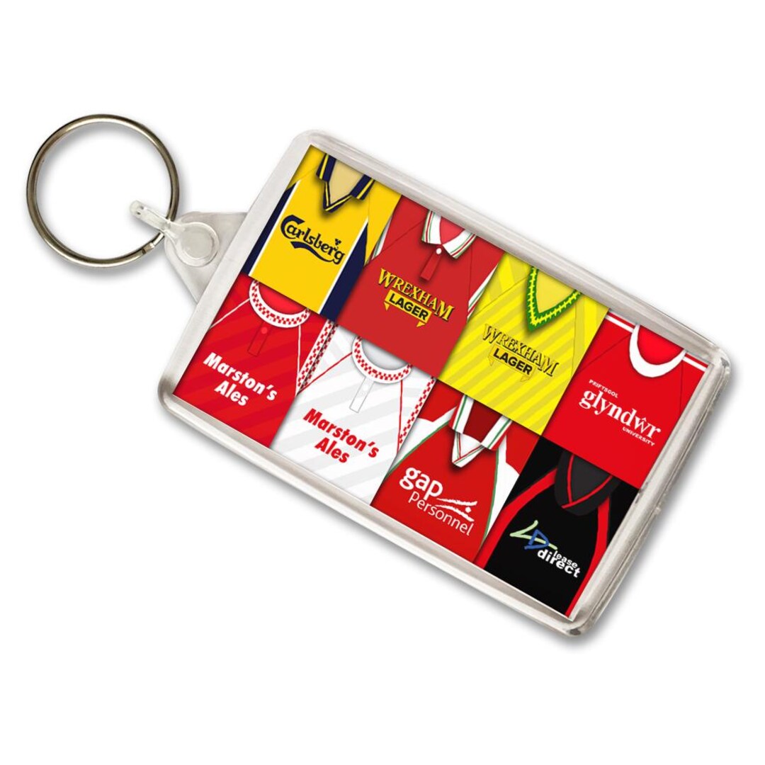Wrexham Retro Shirt Montage Keyring | Standard Keyring Key Ring Key ...