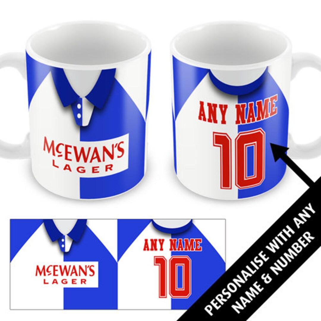 Blackburn Rovers Home 1995 Retro Home Shirt Kit Personalised Mug Cup ...