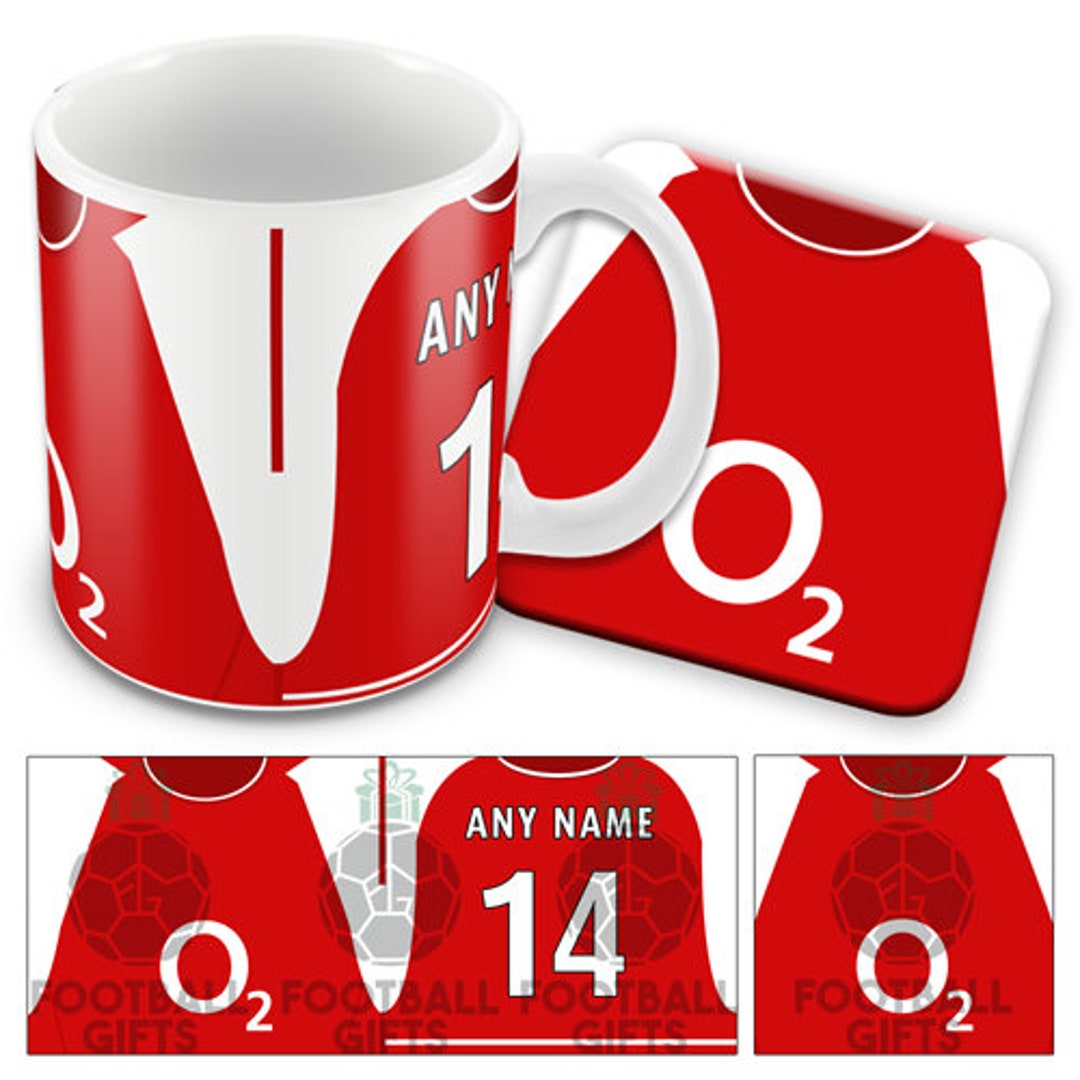 Arsenal 2004 Retro Home Shirt Kit Personalised Mug Cup and Coaster Set ...