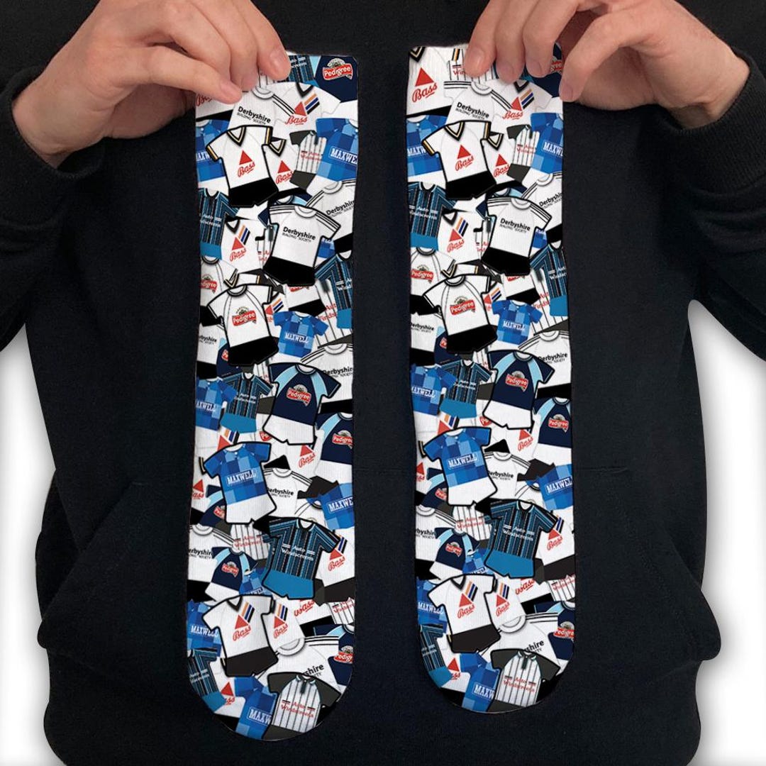 Derby County Retro Shirt Classic Kits Mash up Printed Socks Great ...