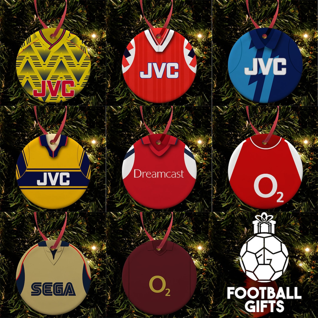 Arsenal Retro Shirts Kits Christmas Tree Decoration Bauble Flat Ceramic ...