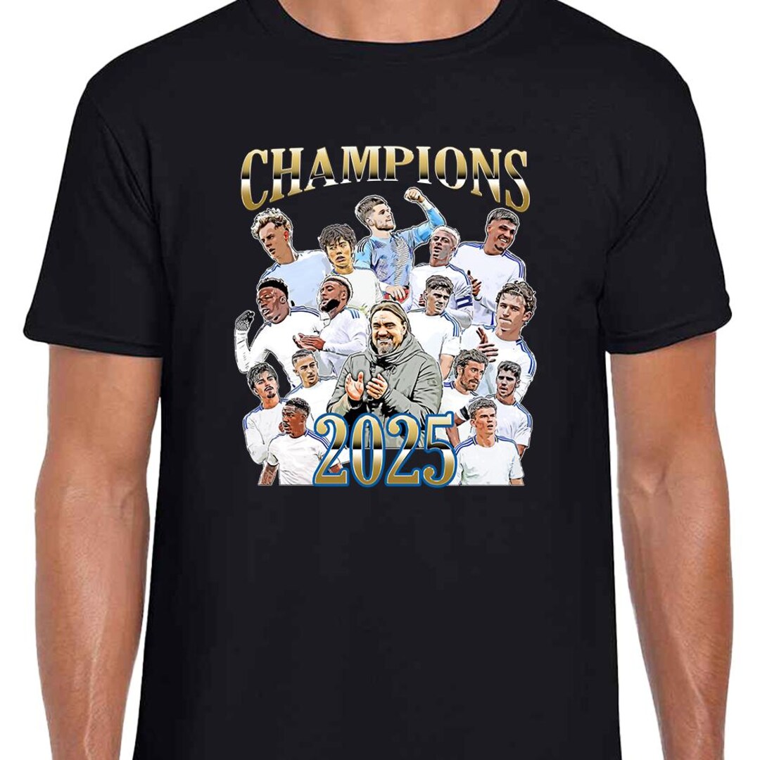 Leeds Utd Champions 2025 T-shirt Tee | Great Leeds Gift | Adults & Kids ...