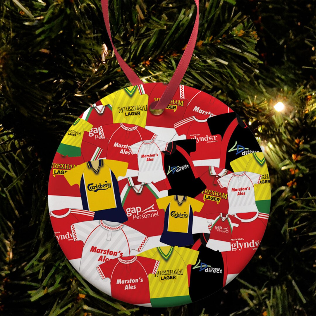 Wrexham Kit Mash Retro Shirt Kit Christmas Tree Decoration Bauble Flat ...