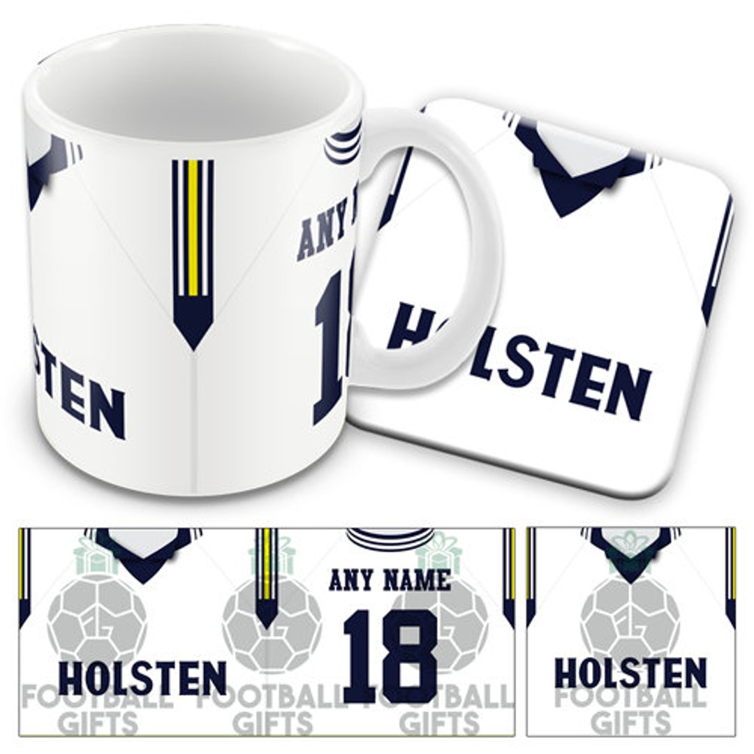 Spurs 1994 Retro Home Shirt Kit Personalised Mug Cup and Coaster Set ...