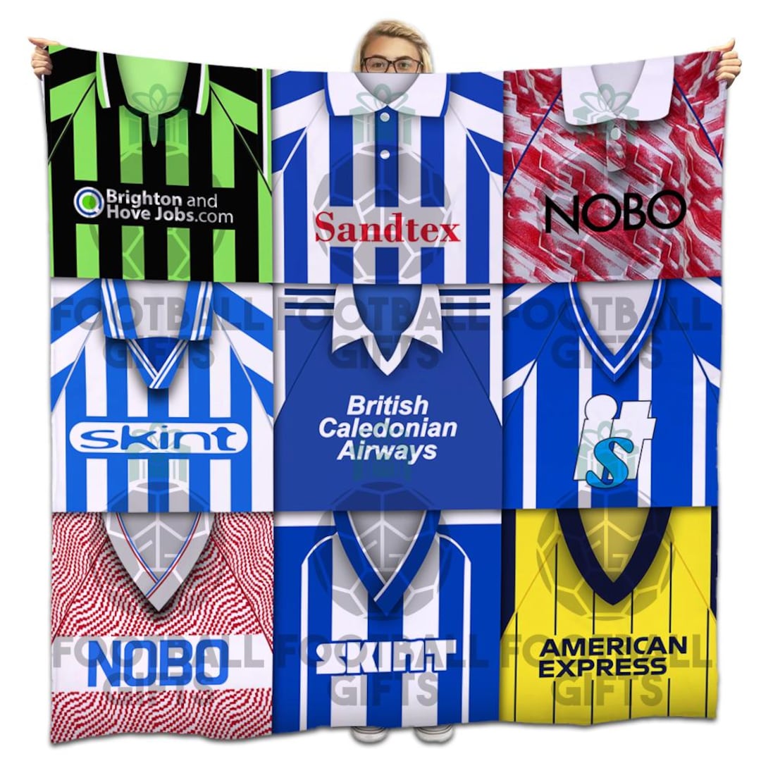 Brighton Classic Kits Montage Retro Shirt Fleece Blanket / Throw Great ...