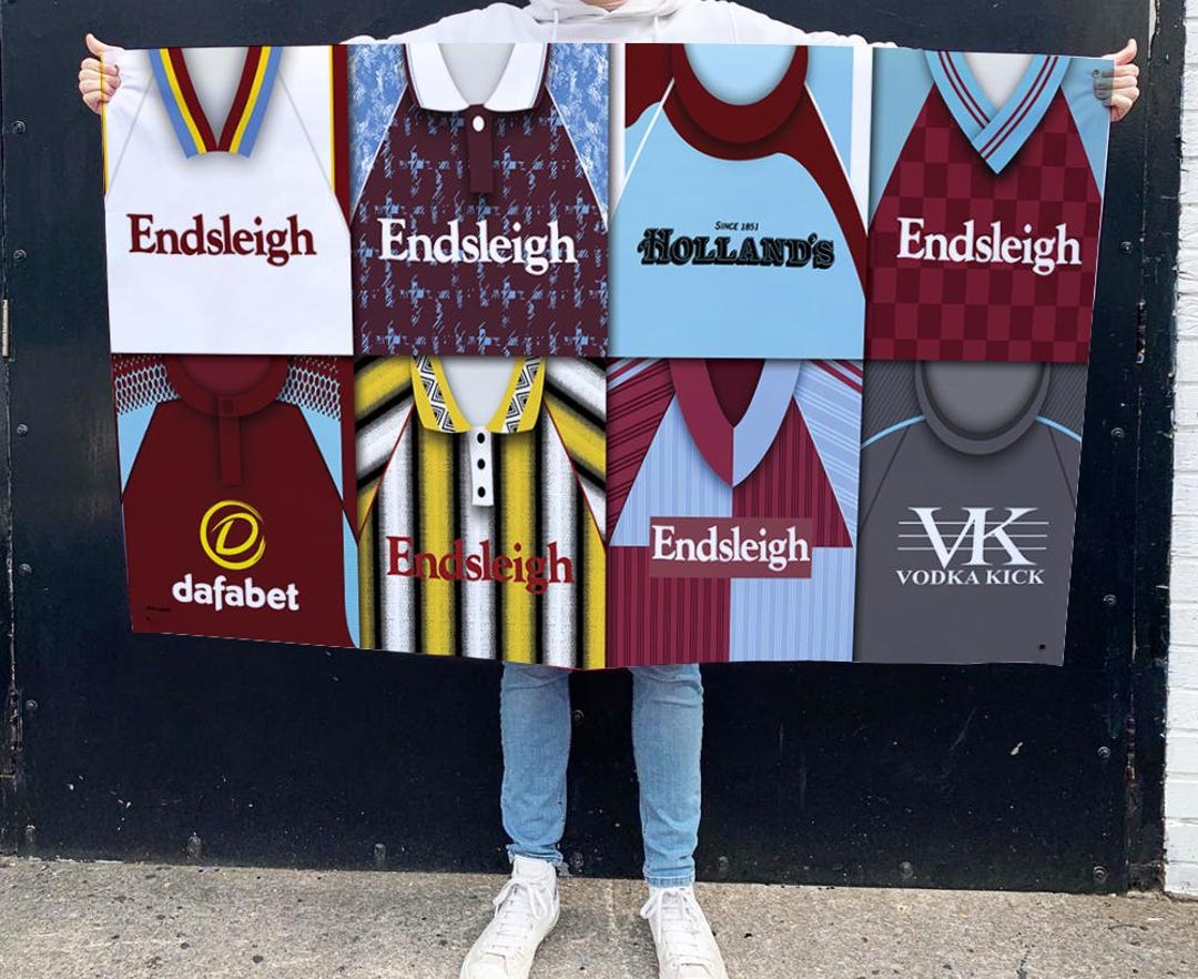 Burnley Retro Shirt Montage Football Flag High Quality 5ft X3ft Burnley ...