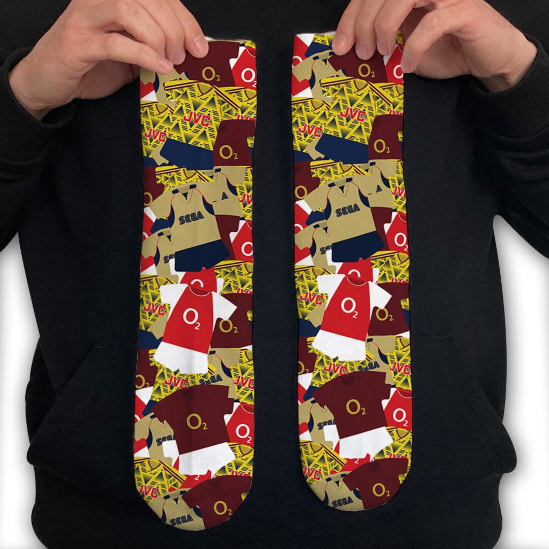 Arsenal Retro Shirt Classic Kits Mash up Printed Socks Great Christmas ...