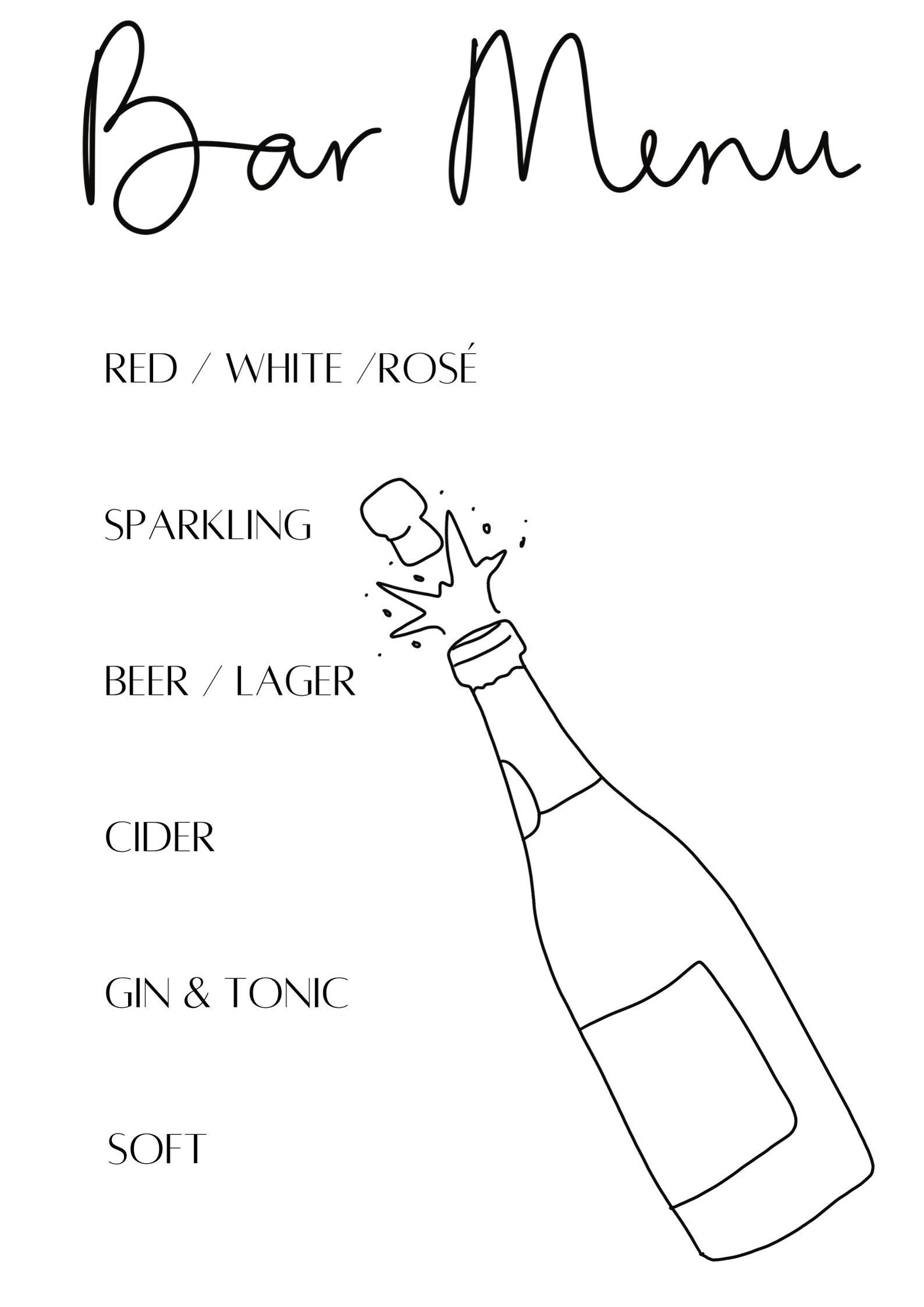 Bar Menu - Editable Sign for Weddings and Parties - Etsy