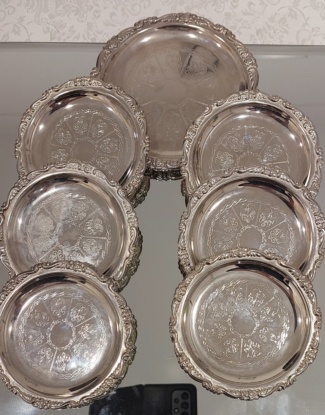 EP Steel Silver Plated Vintage Desert or Coasters Made in Hong Kong - Etsy