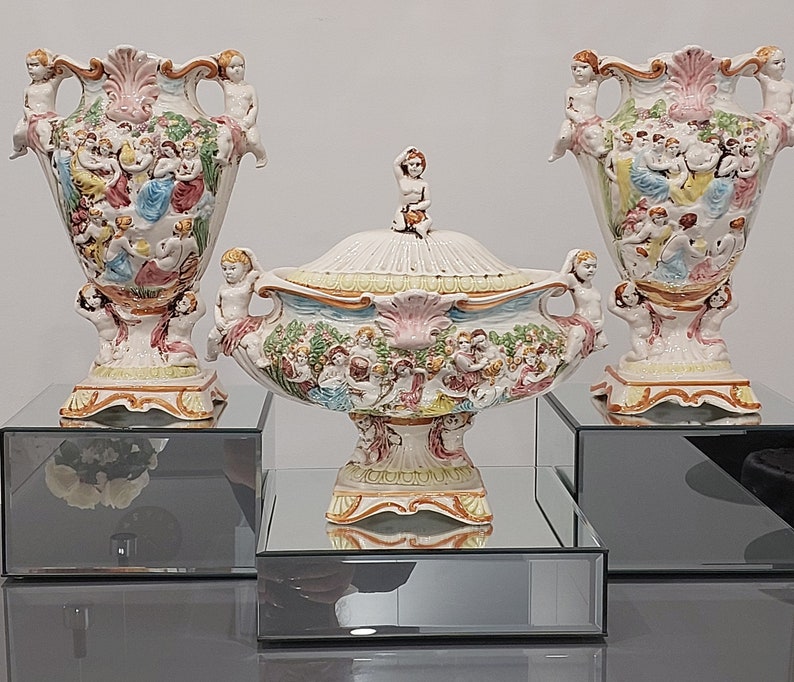 1950s Set of 3 Italian Capodimonte Cherubs Porcelain 1 Serving Tureen ...