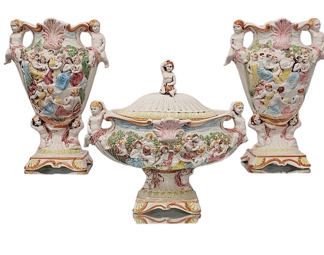 1950s Set of 3 Italian Capodimonte Cherubs Porcelain 1 Serving Tureen ...
