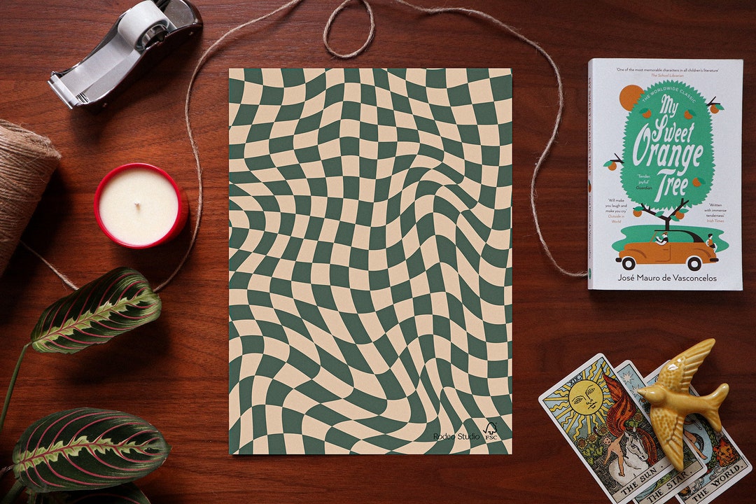 Warped Checkered Wrapping Paper Sheet Psychedelic Wrap - Etsy