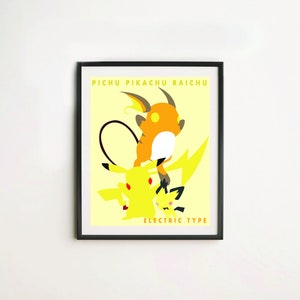 Pichu / Pikachu / Riachu / Pokemon Instant Download / Poster Download ...