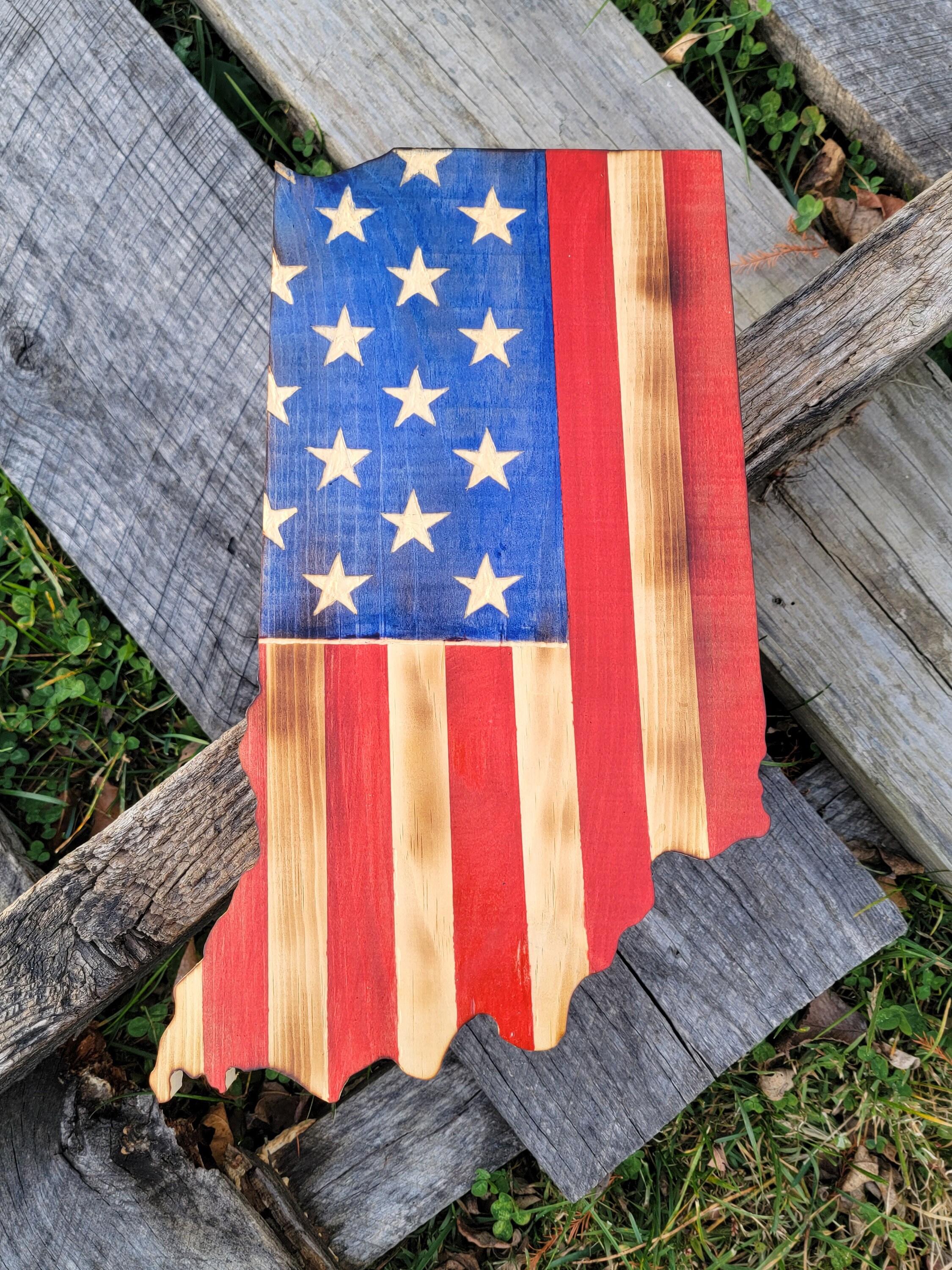 Indiana Cutout American Flag - Etsy