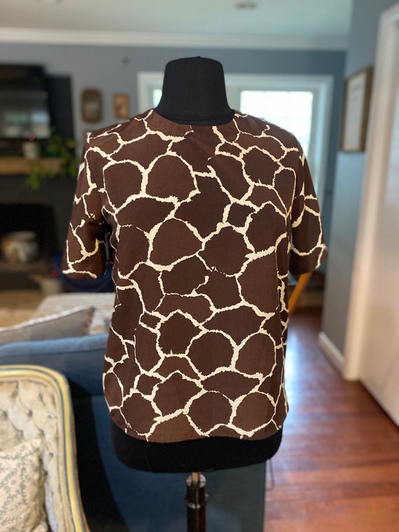Vintage Giraffe Top With Gingham Border - Gem