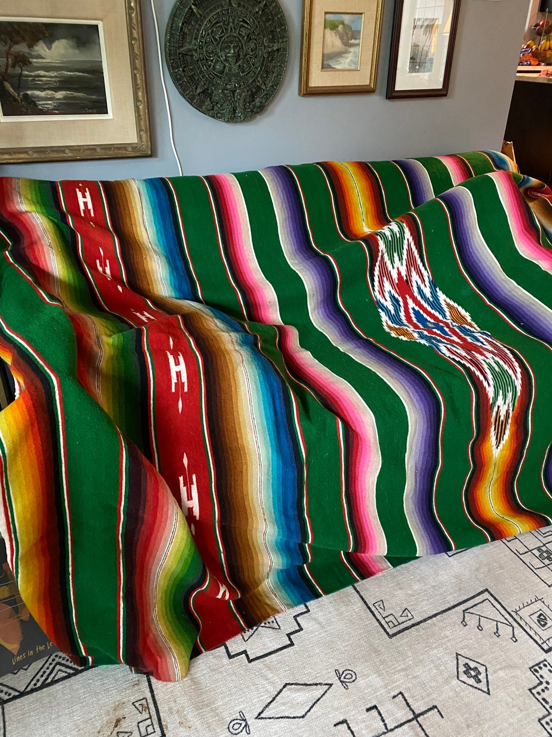 Vintage Saltillo Serape Mexican Blanket - Etsy