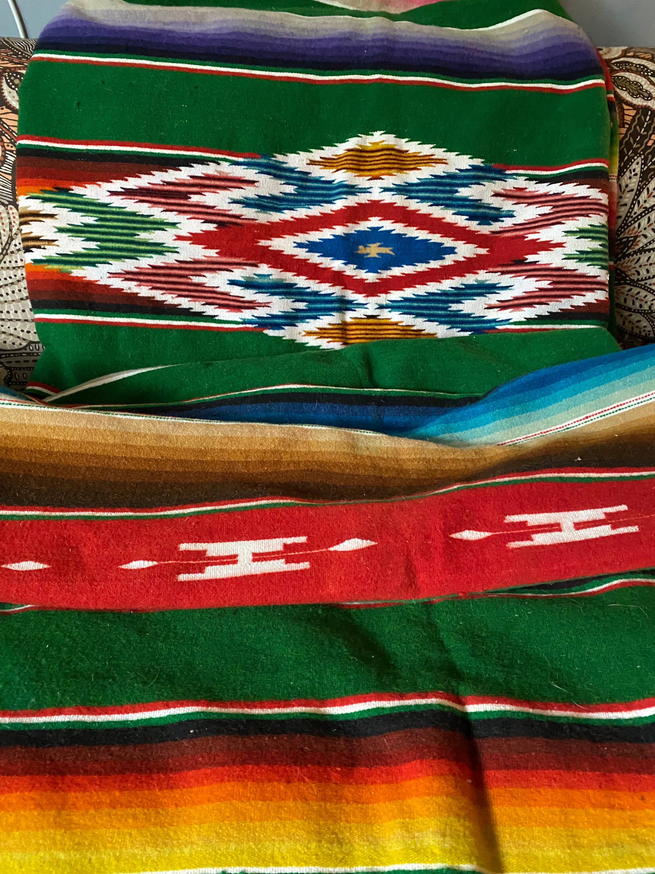 Vintage Saltillo Serape Mexican Blanket - Etsy