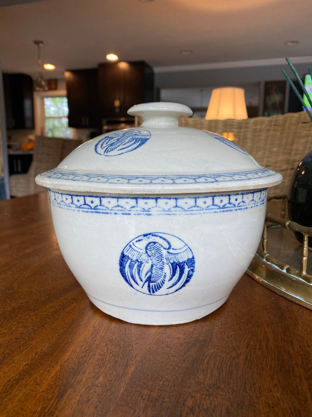 Asian Stoneware Rice Server With Crane Design - Etsy