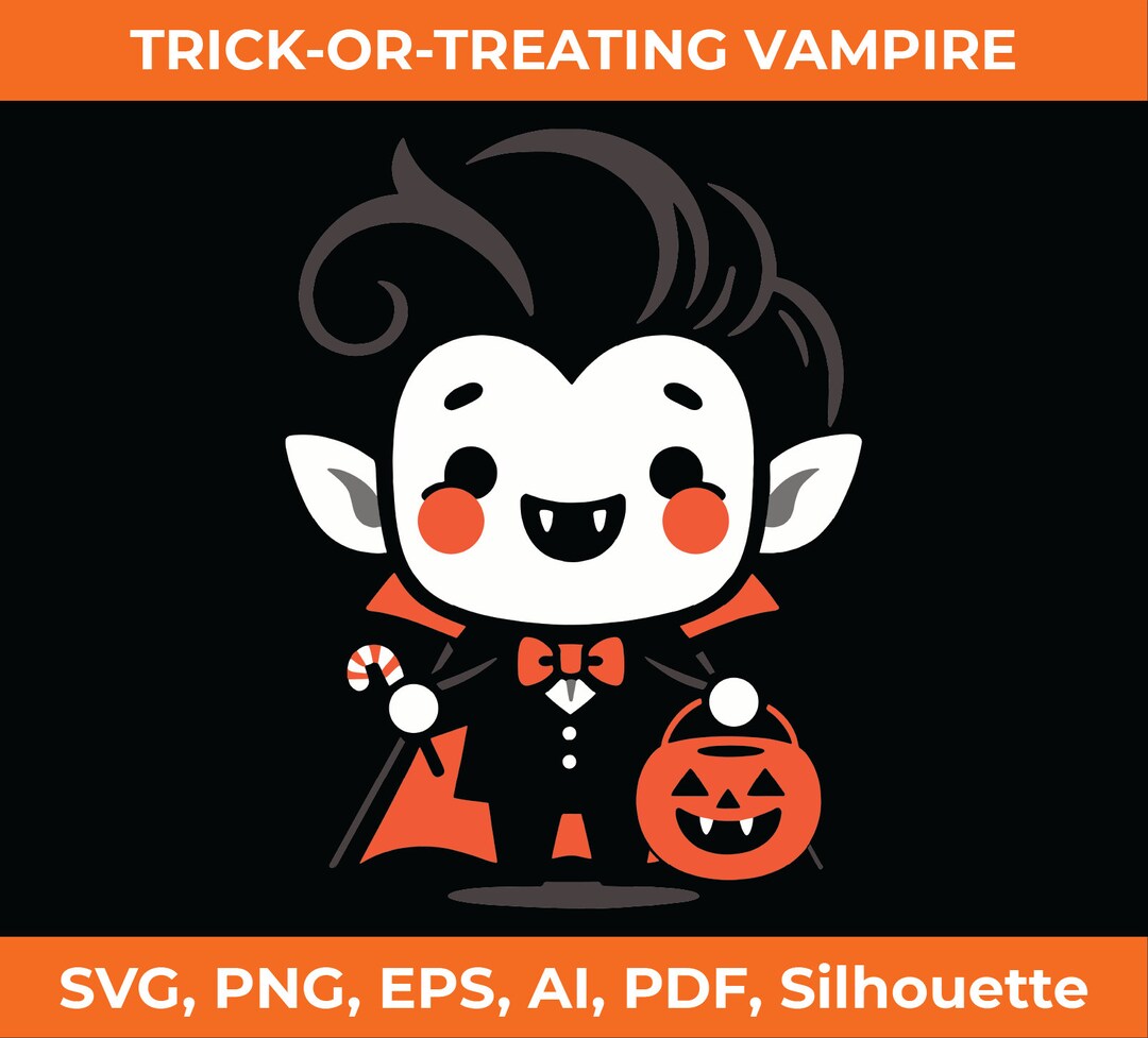 Trick or Treat Vampire SVG, Cute Vampire PNG, Cute Halloween Svg ...