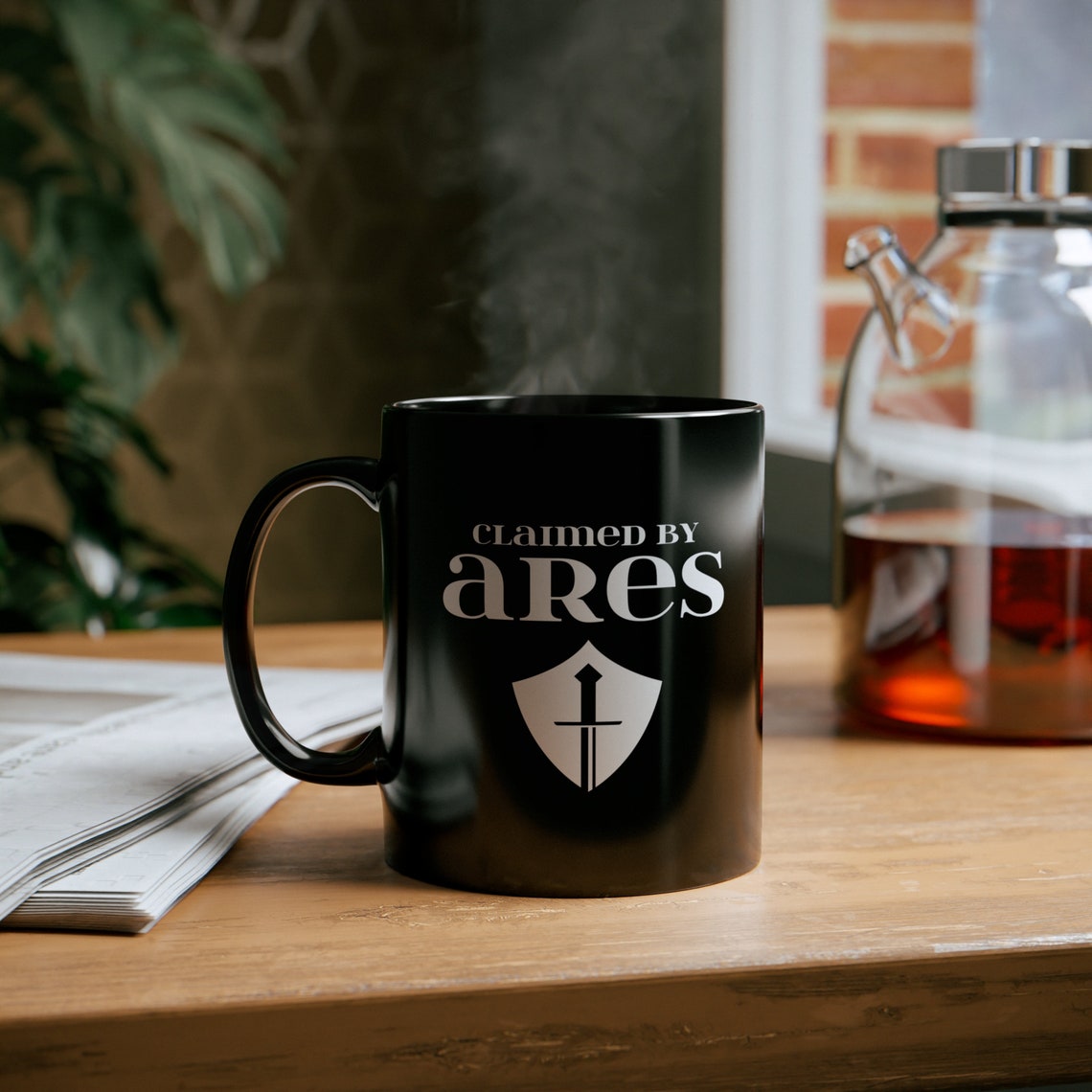 Claimed by Ares Shield and Spear Logo Percy Jackson Demigods Half Blood ...