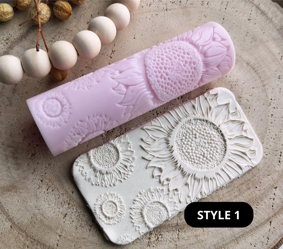 Sunflower Texture Roller for Polymer Clay – Floral Craft Tool for ...