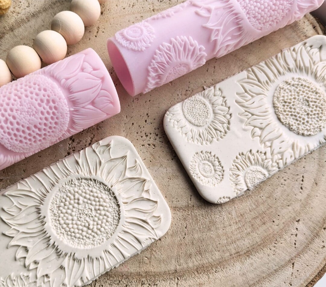 Sunflower Texture Roller for Polymer Clay – Floral Craft Tool for ...
