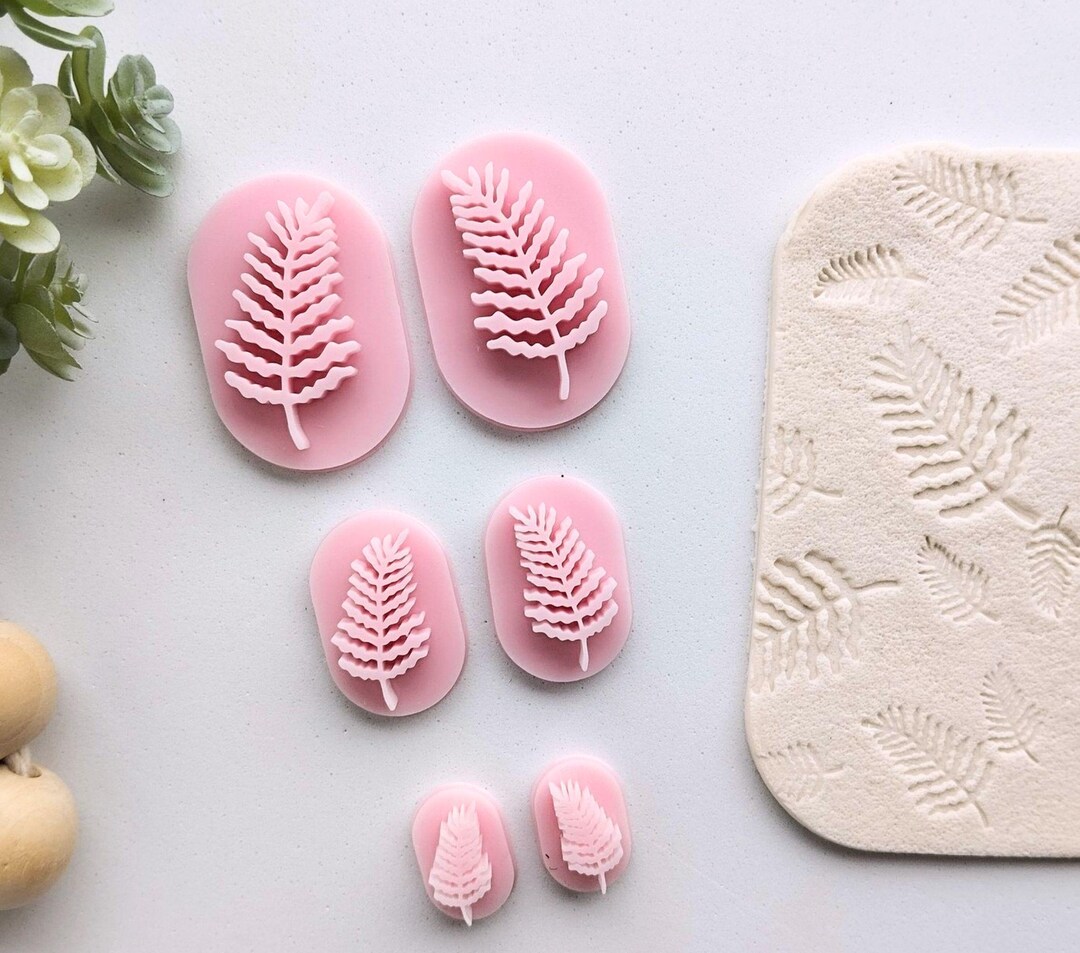 Fern Leaf Stamps for Polymer Clay - Resin Stamp Set of 2 for DIY Crafts ...