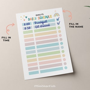 Kids Daily Weekly Schedule Planner, Kids Chore Chart, Simple Minimalist ...