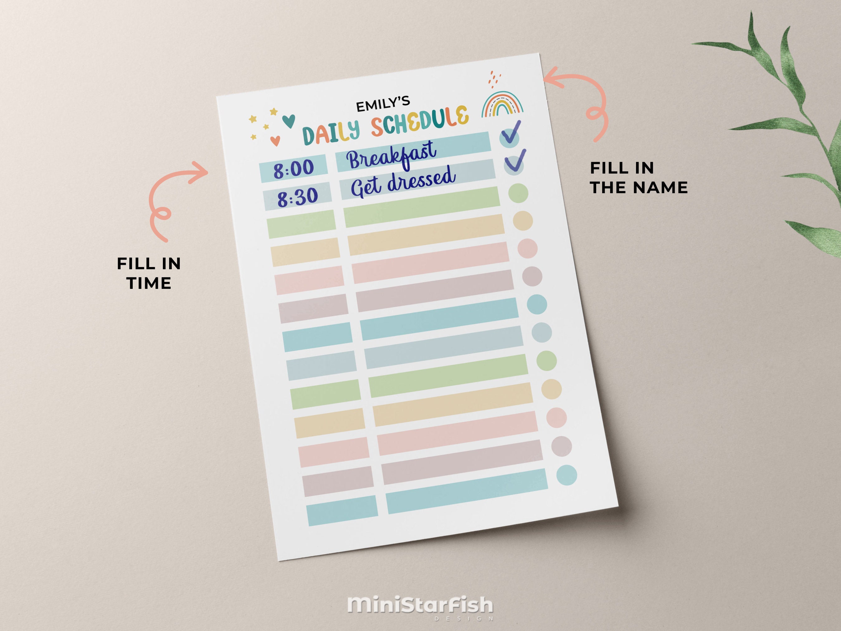 Kids Daily Weekly Schedule Planner, Kids Chore Chart, Simple Minimalist ...