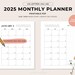 2025 Monthly Planner, Month on 2 Pages, Minimalist Printable PDF ...