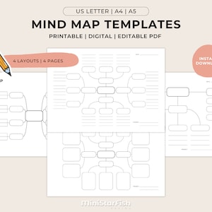 Mind Map Templates Bundle, Brainstorm Ideas, Action Plan, Study Notes ...