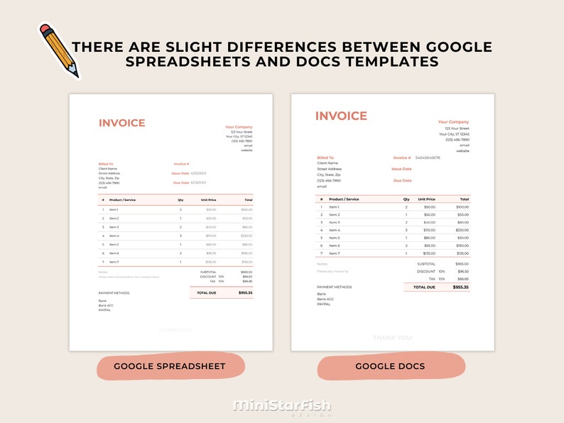 Invoice Template, Editable Word/ Googlesheets/ Googledocs/ PDF Template ...