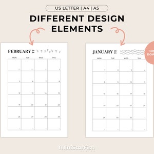 2024 Monthly Planner, Month on 2 Pages, Minimalist Printable PDF ...