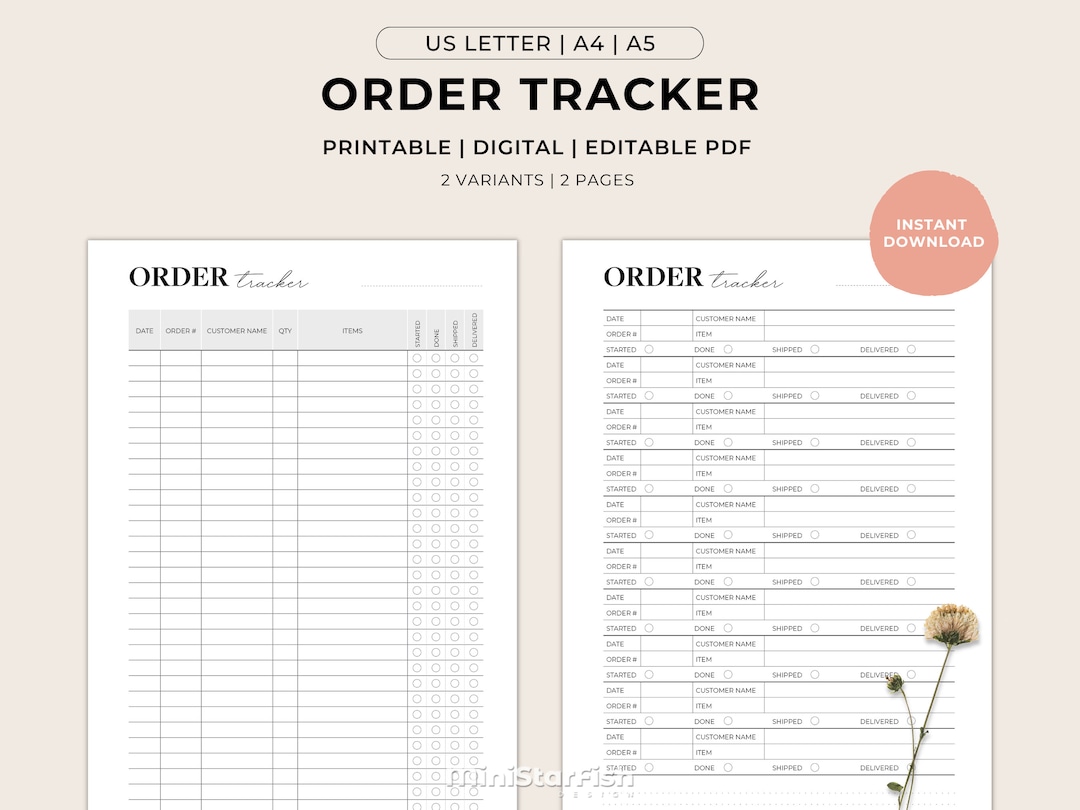 Order Tracker, Small Business Order Log, Minimalist Professional ...