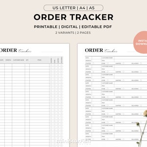 Order Tracker, Small Business Order Log, Minimalist Professional ...