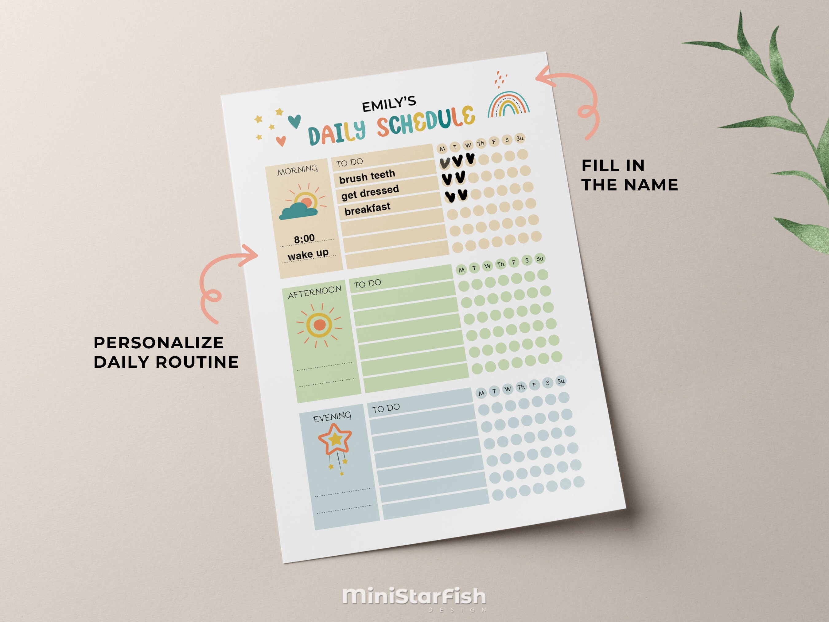 Kids Daily Weekly Schedule Planner, Kids Chore Chart, Simple Minimalist ...